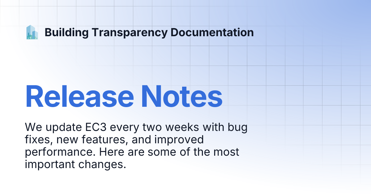 Release Notes | Building Transparency Documentation